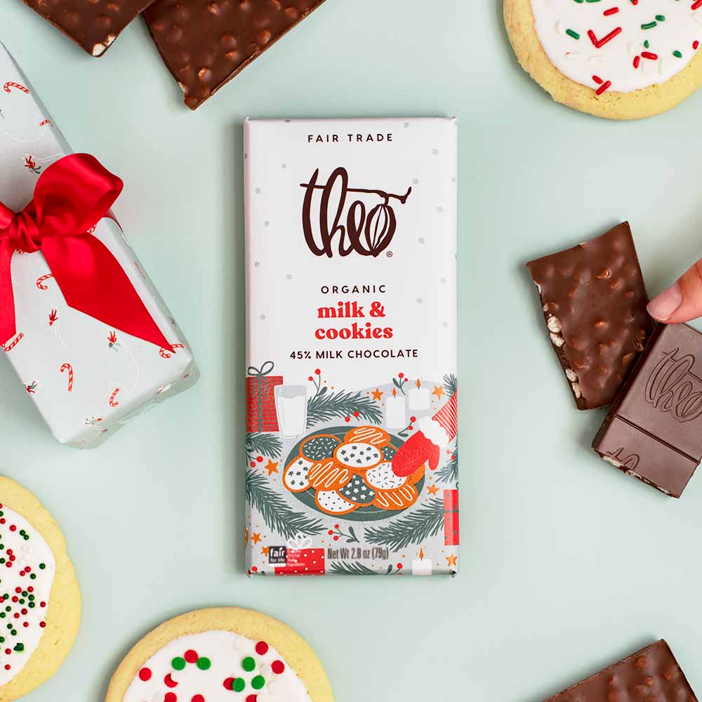 Theo Chocolate Company Organic Milk & Cookies Chocolate Bar | Full Circle