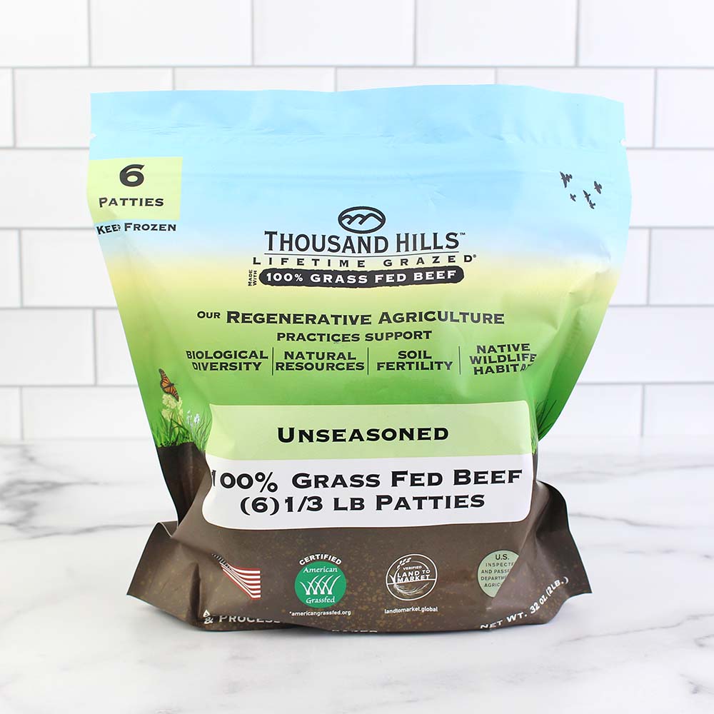 Thousand Hills 80/20 Beef Burger Patties, 100% Grass-Fed, Grass ...